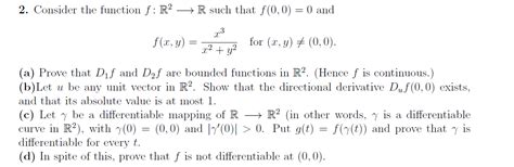 Solved 2 Consider The Function Fr2 R Such That F000
