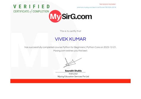 Vivek Kumar On Linkedin Completed Mysirg