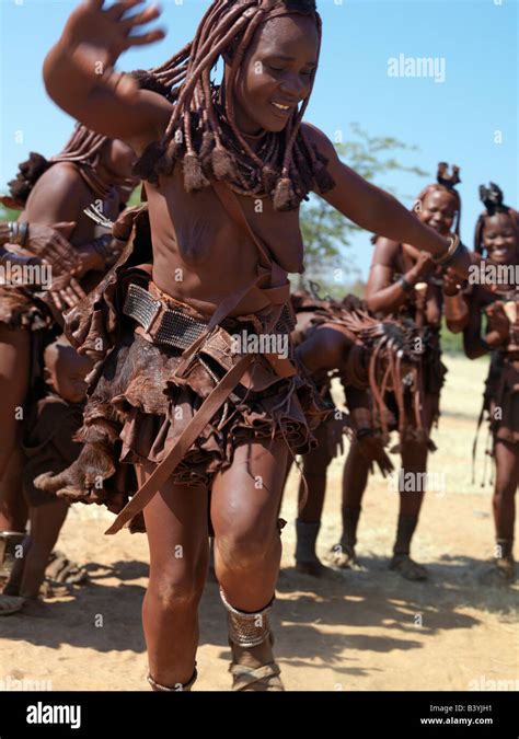 Namibia Kaokoland Himba Women Perform The Otjiunda Dance Stamping