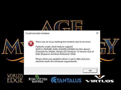 Error Could Not Start Renderer Ask For Help Age Of Empires Forum
