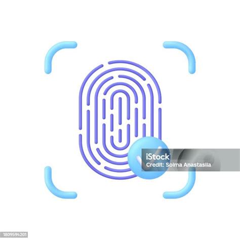 확인 표시가 있는 3d 지문 아이콘입니다 지문 스캔 생체 인식 인증 및 비즈니스 보안의 개념 3차원 형태에 대한 스톡 벡터 아트 및 기타 이미지 Istock