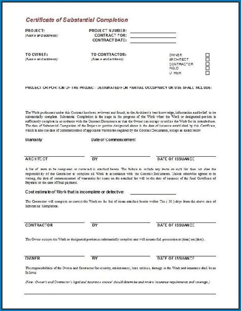 Certificate Of Completion Construction Templates 2 Templates