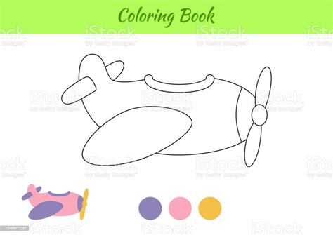 어린이를위한 색칠 공부 비행기 유치원 년 어린이와 유아를위한 교육 활동 페이지 인쇄 가능한 워크시트입니다 만화 다채로운 벡터 일러스트레이션 0명에 대한 스톡 벡터 아트 및