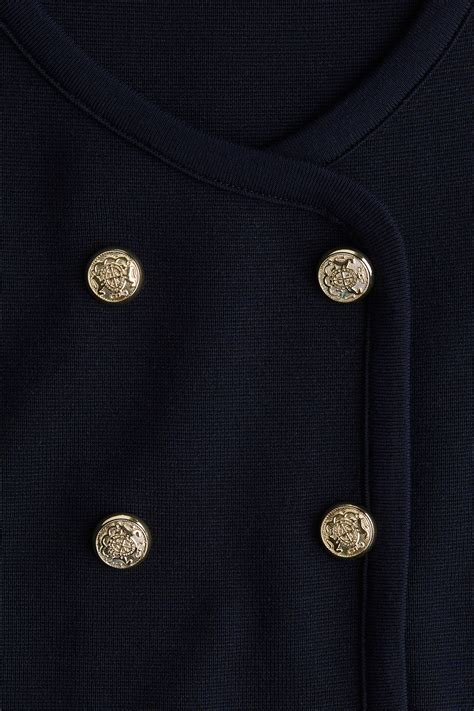 Double Breasted Sweater Vest Navy Blue Ladies Handm Gb