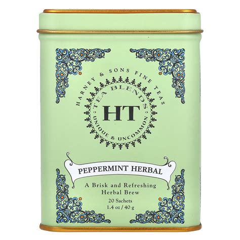 Harney And Sons Ht 티 블렌드 페퍼민트 허브 카페인 무함유 티백 20개 40g14oz