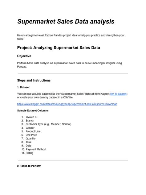 Analyzing Supermarket Sales Data Pdf Data Analysis Data