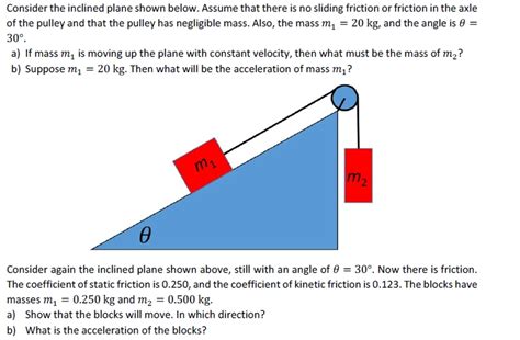 Solved Consider The Inclined Plane Shown Below Assume That