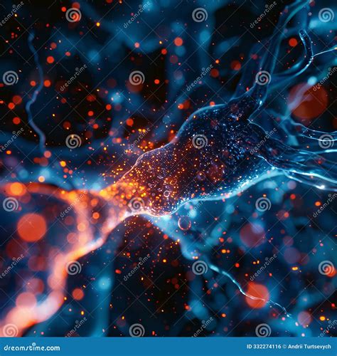 Neural Network Synapse With Glowing Connections Representing Brain