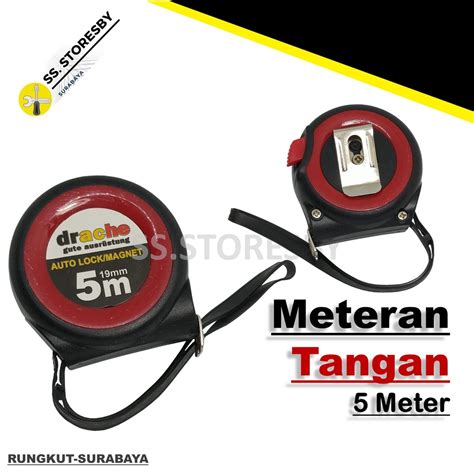 Jual METERAN TUKANG 5M BANGUNAN METERAN TANGAN ALAT UKUR AUTO STOP