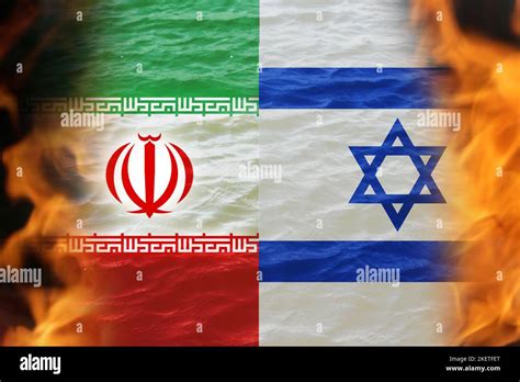 Defocus Israel Iran National Flags News Reportage Business
