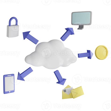 Cloud Computing System Clipart Flat Design Icon Isolated On Transparent Background D Render
