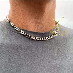 Silver Thick Necklace Chain Choker Cuban Curb Mm Stainless Steel Mens Silver Chain Mens