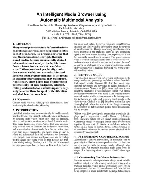 An Intelligent Media Browser Using Automatic Multimodal Analysis Pdf