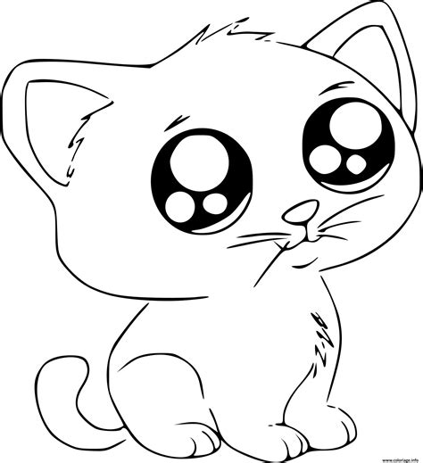 Coloriage Chat Vraiment Mignon Kawaii