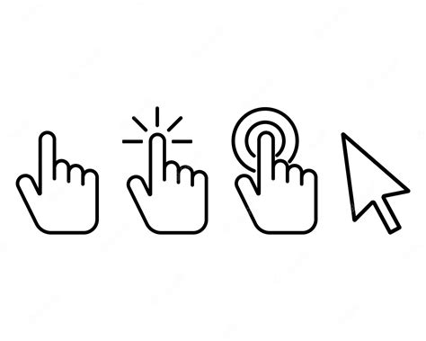 Icono De Conjunto De Cursores De Mano Aislado Sobre Fondo Blanco