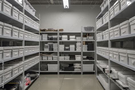 Functional And Organized Filing And Storage Room With Custom Shelving Labeling Systems And