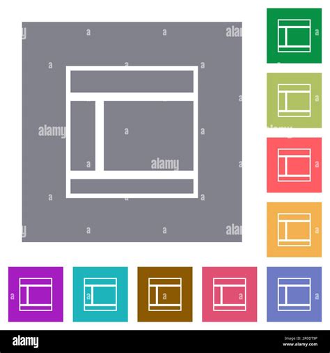 Two Columned Web Layout Outline Flat Icons On Simple Color Square