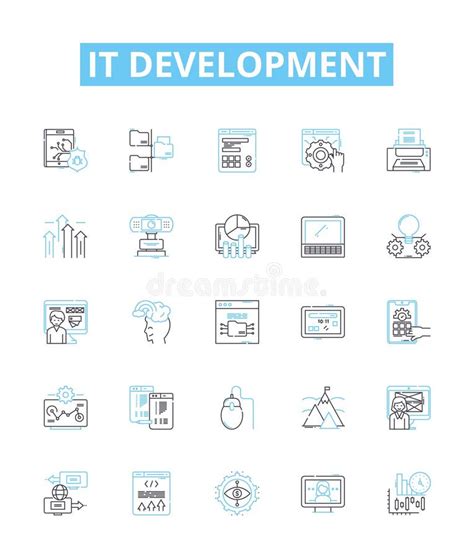 It Development Vector Line Icons Set It Development Software Coding