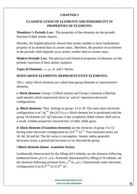 PDF CHAPTER CLASSIFICATION OF ELEMENTS AND PERIODICITY PDF FileCLASSIFICATION OF ELEMENTS