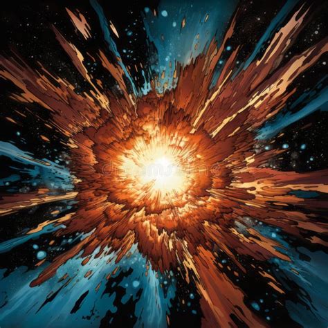 Retro Comic Book Style Supernova Explosion In Orange And Blue Stock Illustration Illustration