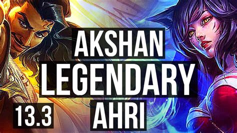 Akshan Vs Ahri Mid 1405 Legendary 800 Games Euw Diamond 133 Youtube