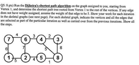 Solved Q5 8 Pts Run The Dijkstras Shortest Path Algorithm