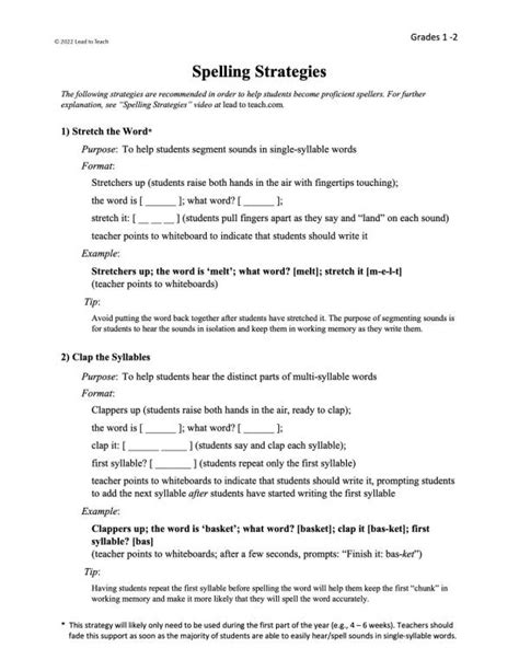 Spelling Strategies Lead To Teach