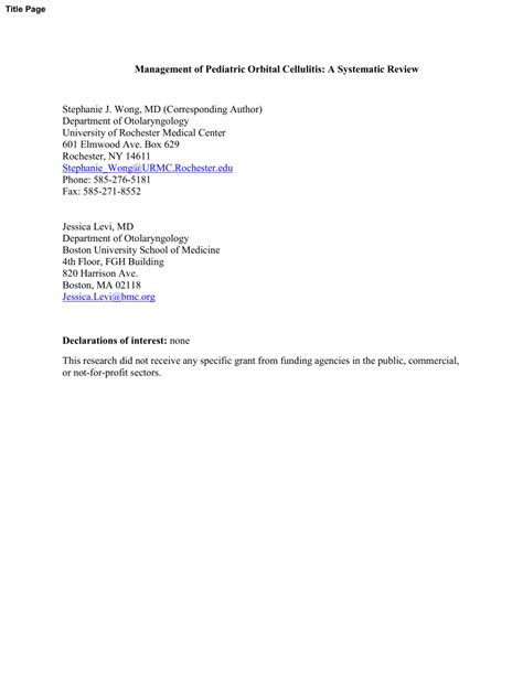 Pdf Management Of Pediatric Orbital Cellulitis A Systematic Review