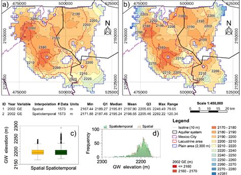 Comparison Of GE For The Year 2002 A Spatial And B ST Kriging Contour