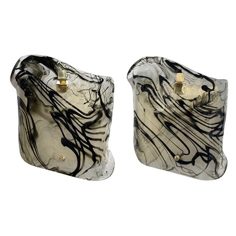 20th Century Pair Of Italian Colored Murano Glass Wave Wall Lights