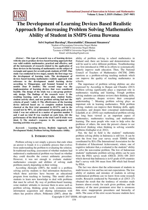 Pdf The Development Of Learning Devices Based Realistic Approach For Increasing Problem
