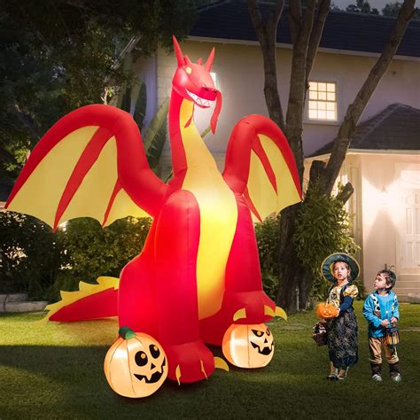 9 Ft Halloween Inflatable Dragon Outdoor Halloween Blow Up