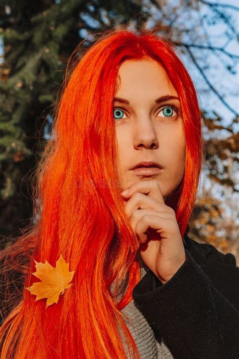 Beautiful Redhead Girl With Long Strong And Thick Hair Perfect Woman