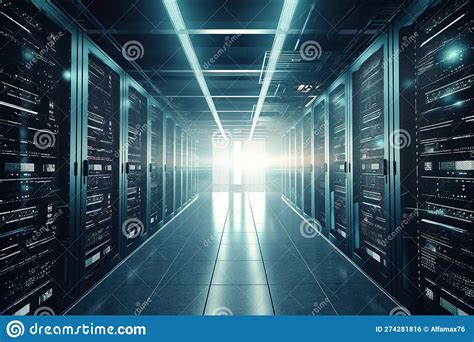 Server Room Of Storage Systems And Connect Of Data On Internet Network Business Generative AI