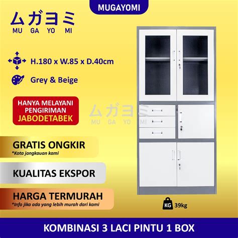Jual Lemari Arsip Besi Kantor 2 Pintu Ayun Kombinasi 3 Laci 1 Box IMP