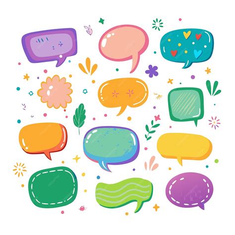 Set Of Colorful Cartoon Speech Bubbles With Different Shapes Sizes And