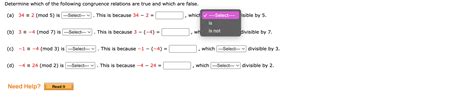 Solved Determine Which Of The Following Congruence Relations