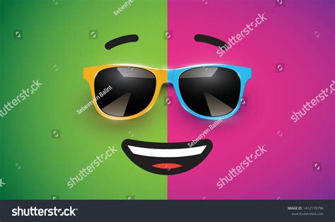 High Detiled Colorful Emoticon Sunglasses Vector Stock Vector Royalty