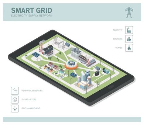 930 Smart Grid Ilustrasi Grafik Vektor And Clip Art Bebas Royalti