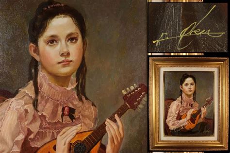 Yahoo オークション 絵画 真作保証 奥龍之介「マンドリンを持つ少女