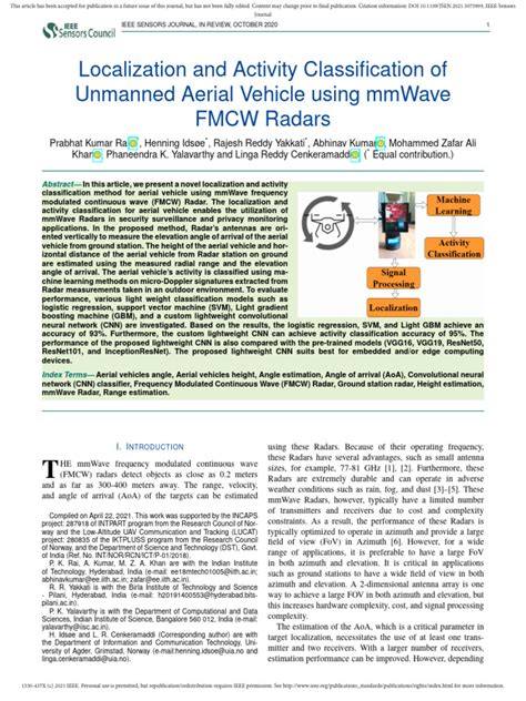 01 Localization And Activity Classification Of Unmanned Aerial Vehicle Using Mmwave Fmcw