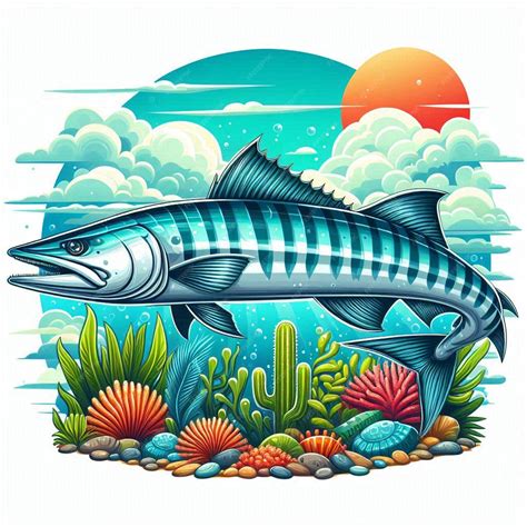 Barracuda Fish Vector Cartoon Illustration Premium Ai Generated Vector