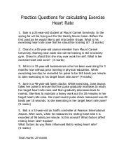 Calculating Exercise Heart Rate Zones Practice Questions For Course Hero