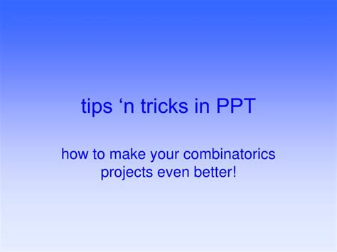 Ppt Tips ‘n Tricks In Ppt Powerpoint Presentation Free Download Id