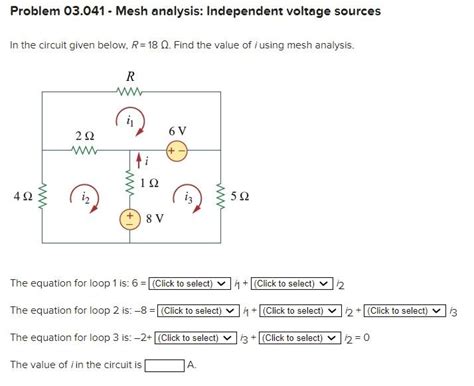 Solved Problem 03041 Mesh Analysis Independent Voltage