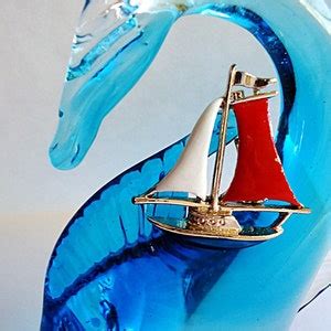My Ship Survived The Storm Vintage Gerry Ship Boat Sail Brooch In Gold