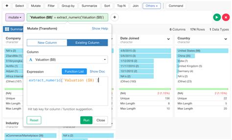7 most common text data wrangling operations in exploratory