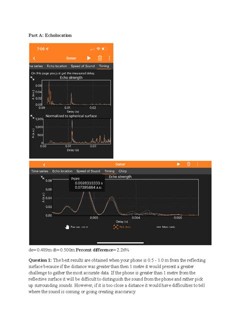 Physics Lab Echolocation Thea Harder Part A Echolocation De 0 Dt