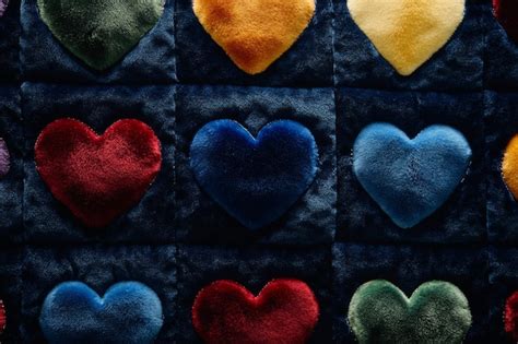 Repeated Heart Pattern Quilt Quilting Background Premium Ai Generated Image