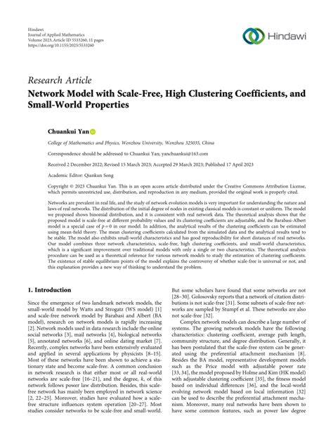 PDF Network Model With Scale Free High Clustering Coefficients And Small World Properties